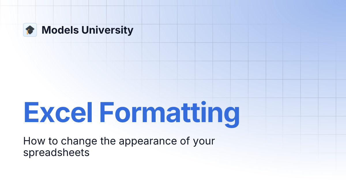 Excel Formatting | Models University